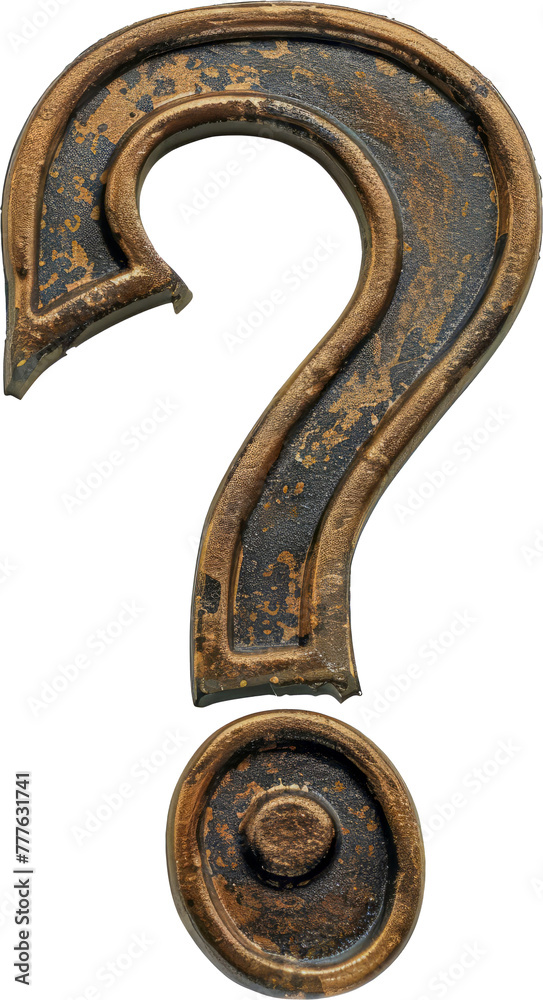 Textured antique bronze question mark with a vintage design aesthetic ...