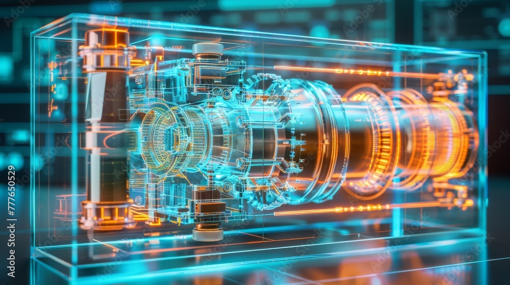 An industrial engine transparent modern high-tech centrifugal electric ...