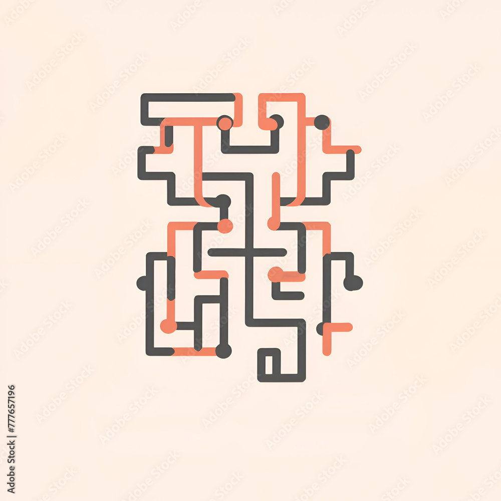 black strict line image logo on soft pink background for branding. Ai ...