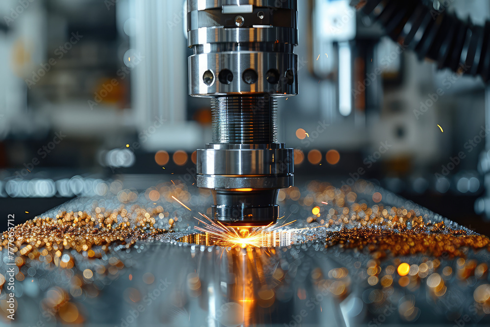 High definition photo of an industrial cnc machine operating on the ...