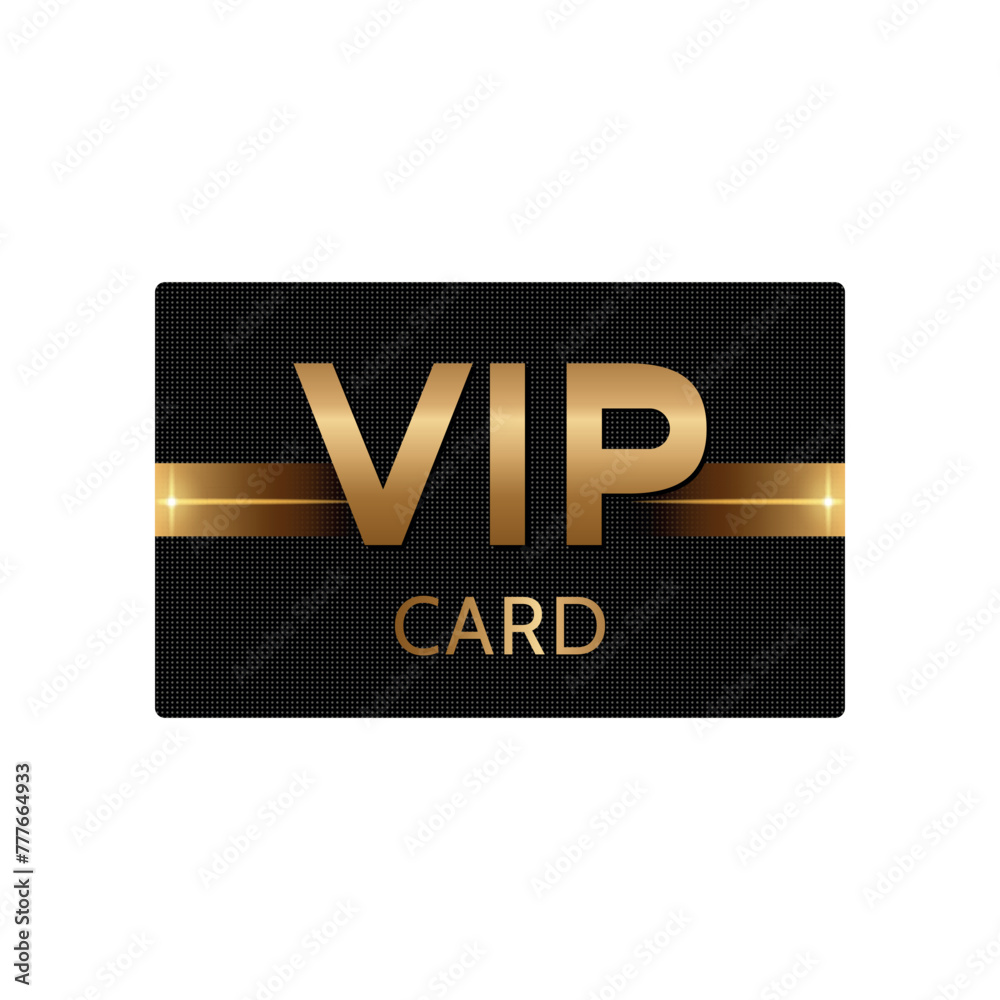 Luxury VIP card template. Rectangular golden business card with rounded ...