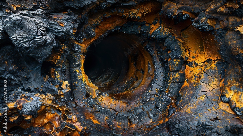 A volcanic lava tube in a natural wonder sculpted by the power of ...