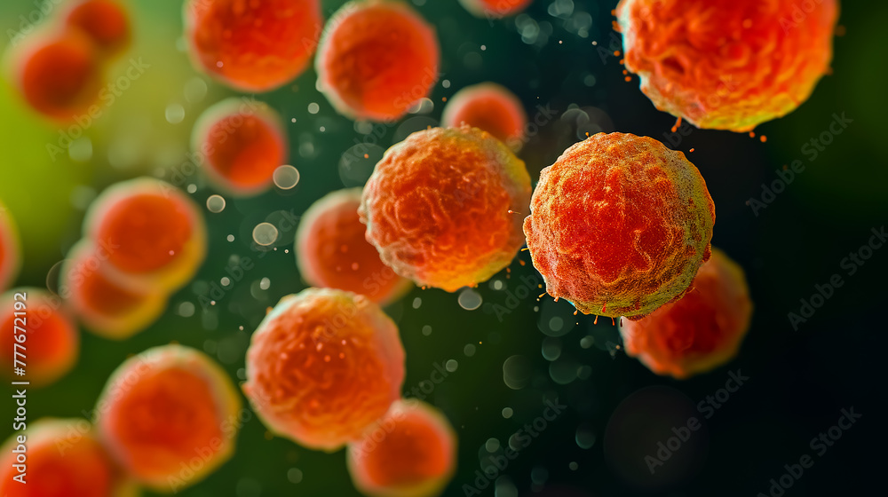 Staphylococcus (staph) is a group of bacteria under the microscope. 3d ...