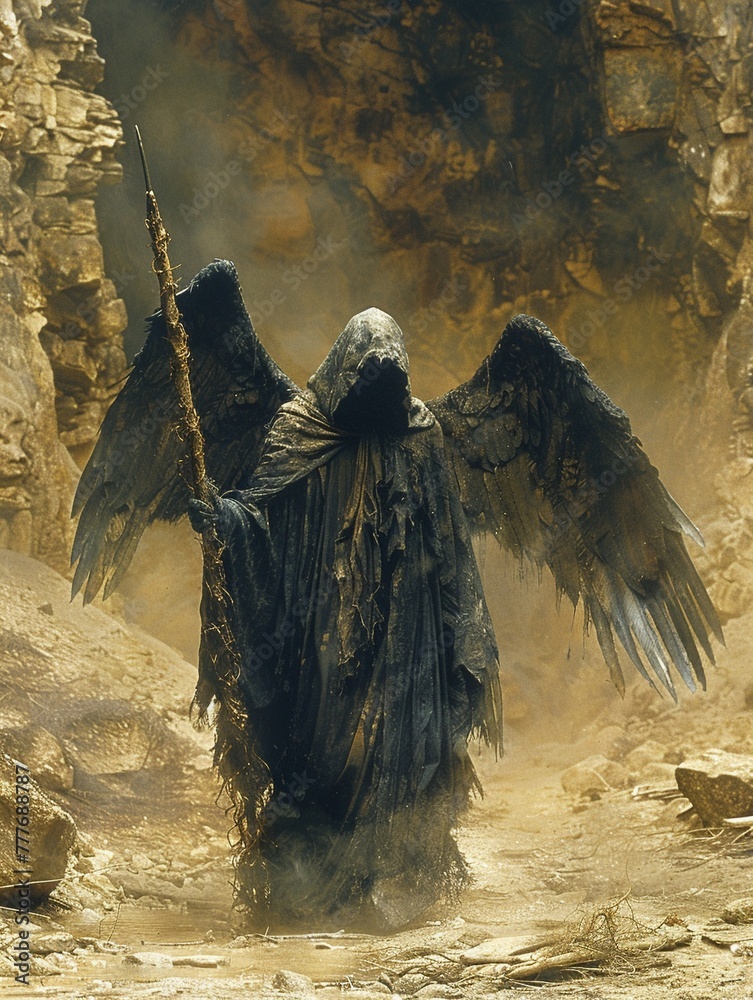 Winged death Imagine death depicted as a figure with wings, ushering ...