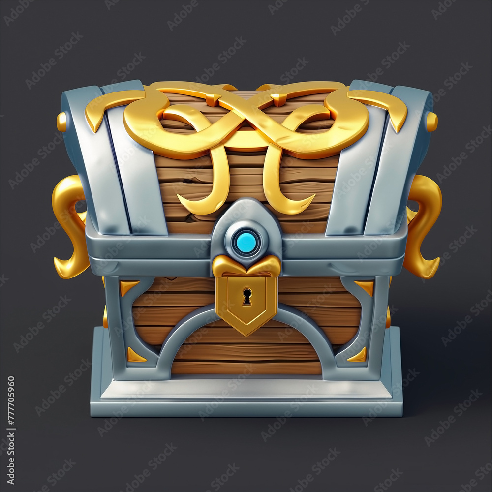 Treasure chest icon. Loot box icon. Treasure crest icon. Chest game ...