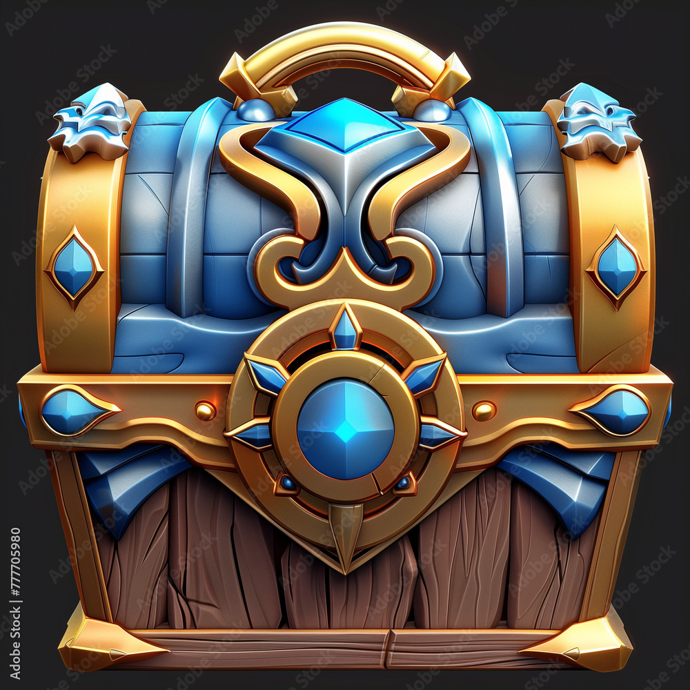 Treasure chest icon. Loot box icon. Treasure crest icon. Chest game ...