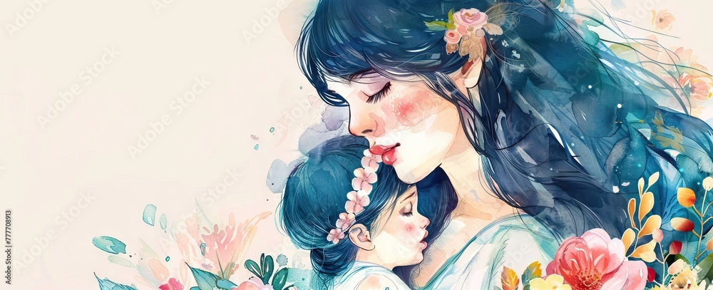 Mother and child love clipart, Mother's day concept, mom daughter ...