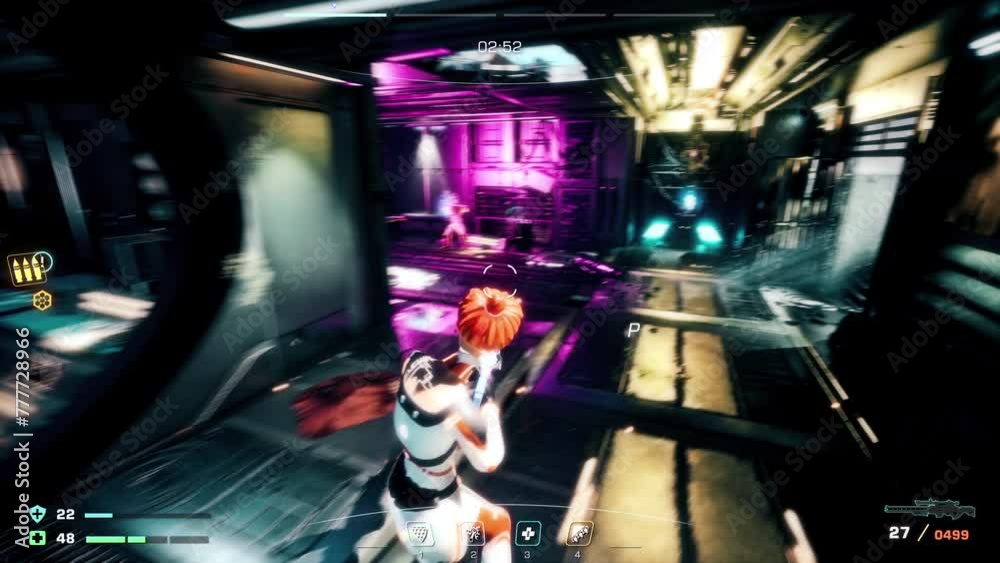 Winning Sci-Fi Level By Killing Boss Enemy In Shooter Fake Game. Combat ...