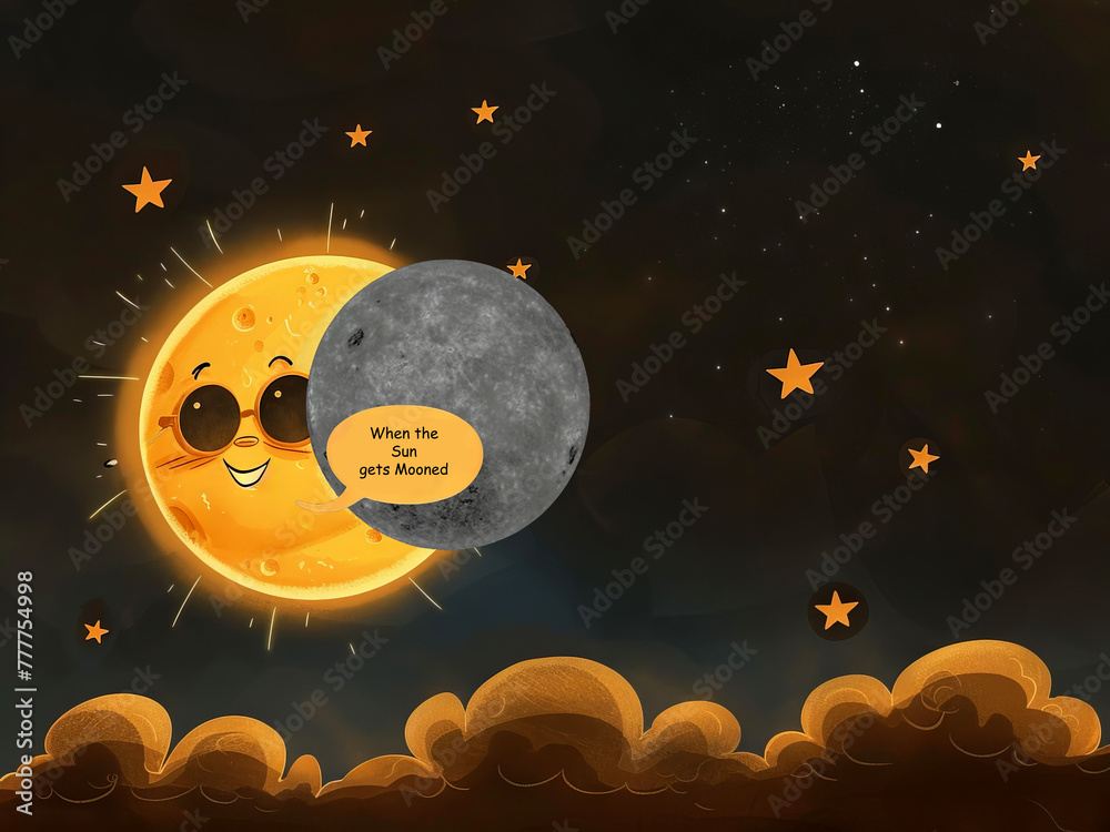Cartoon solar eclipse Stock Illustration | Adobe Stock