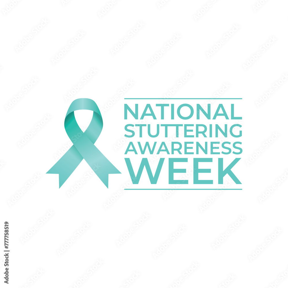 National Stuttering Awareness Week design template. teal ribbon vector ...