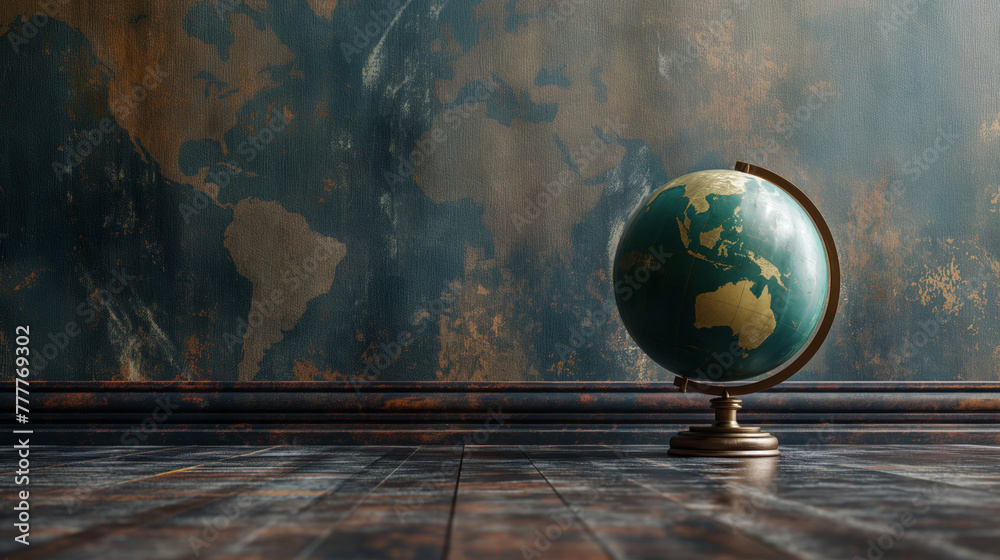 grungy globe pedestal interior geography world world map earth planet ...