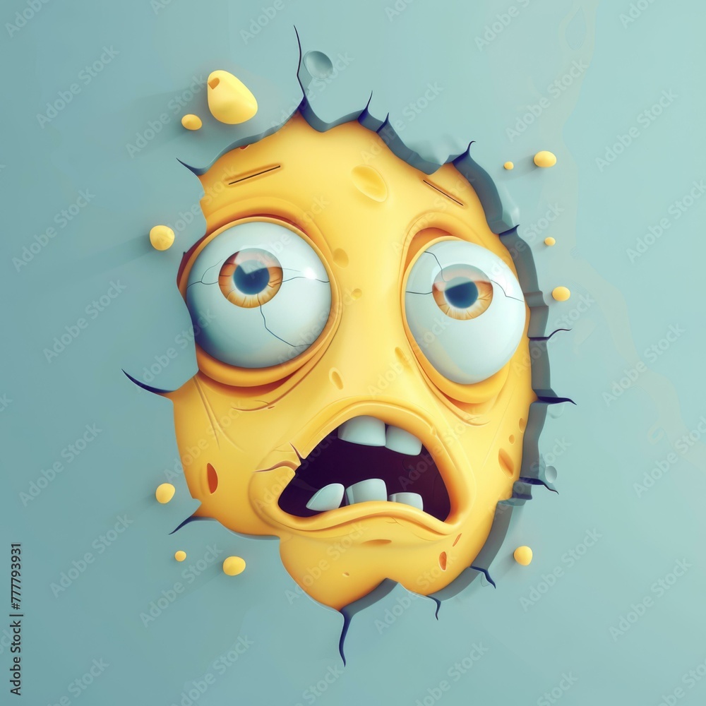 Vector art character, Sad, popping out of a flat design into 3D space ...