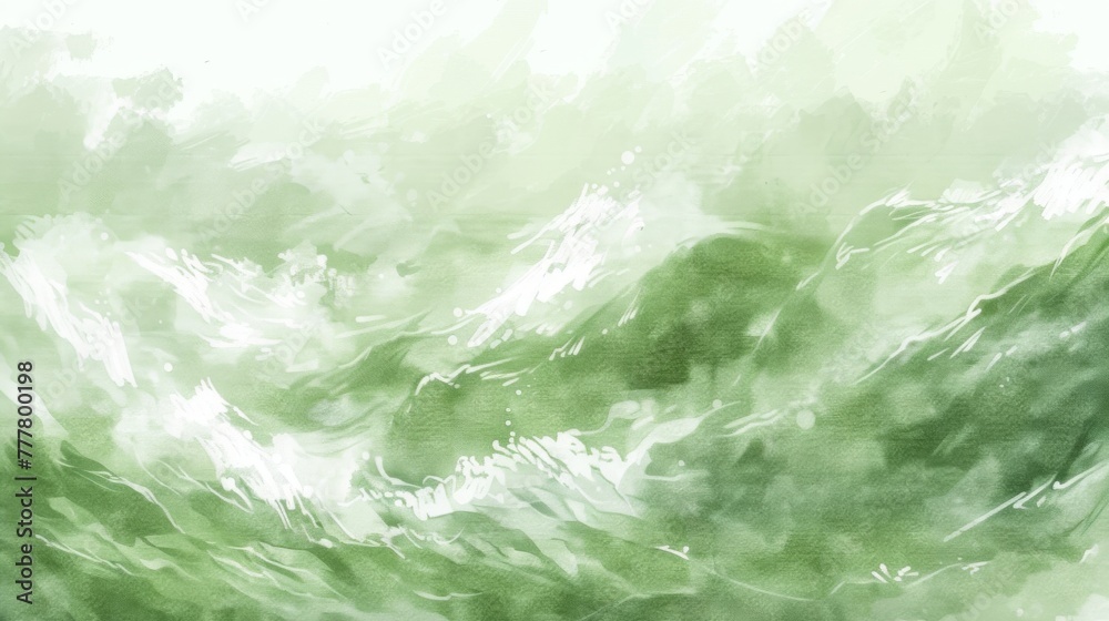 Watercolor representation of a rapid river, with strokes of green and ...