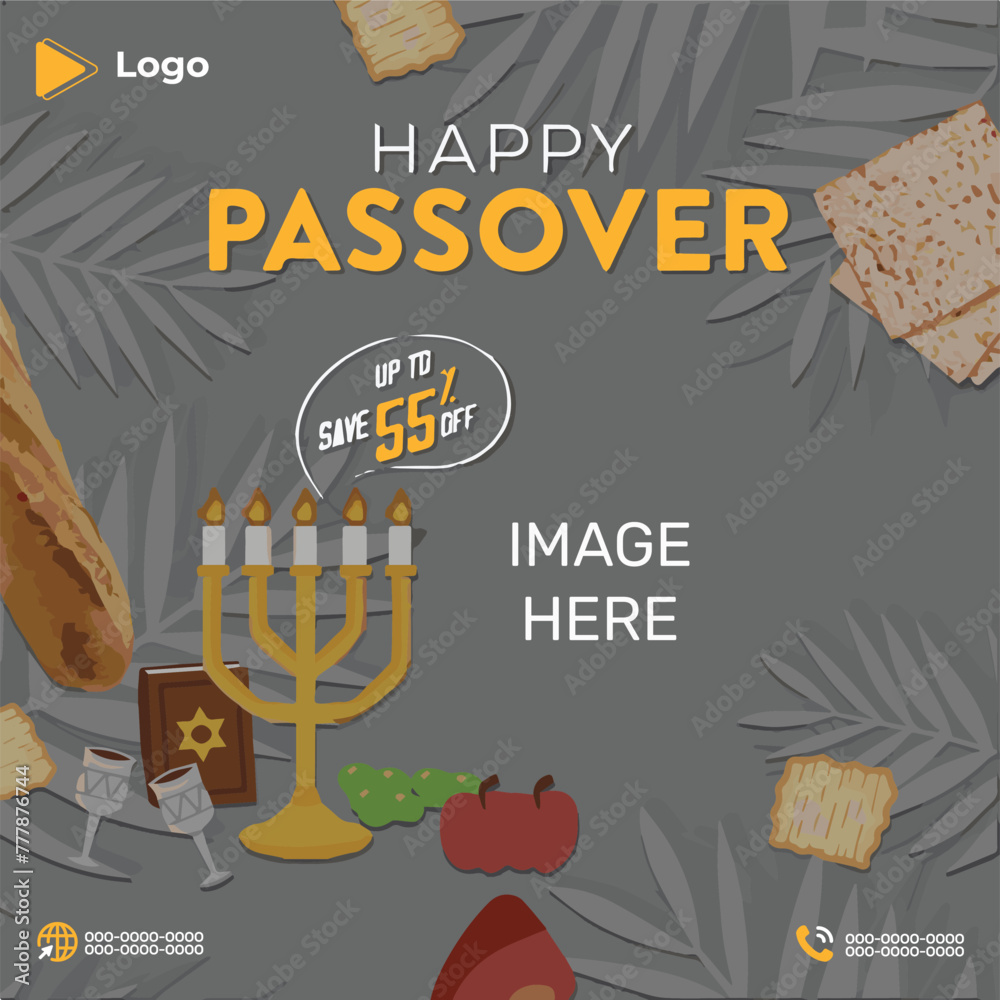 happy passover sale instagram and social media post and banner template ...