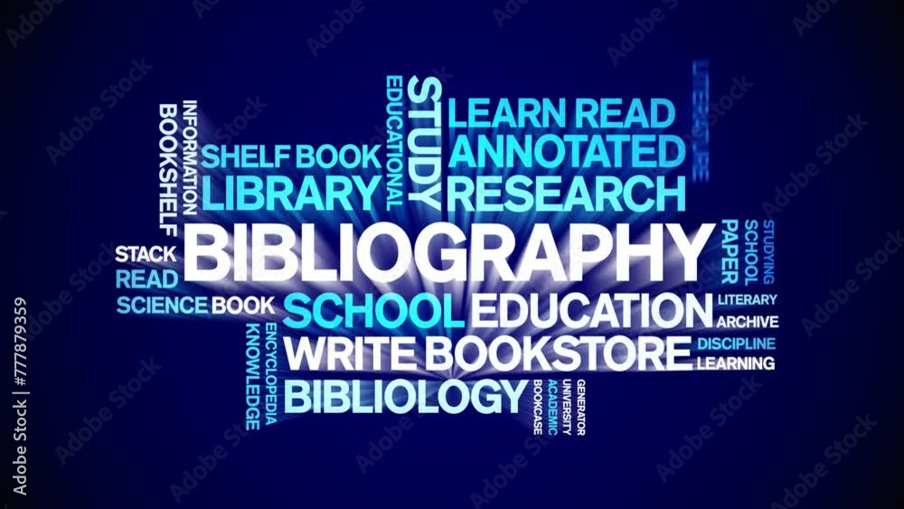 Bibliography animated word cloud;text design animation tag kinetic ...