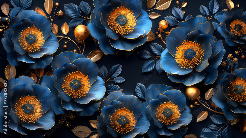 Luxury gold floral background vector. Golden gradient Roses and peonies ...