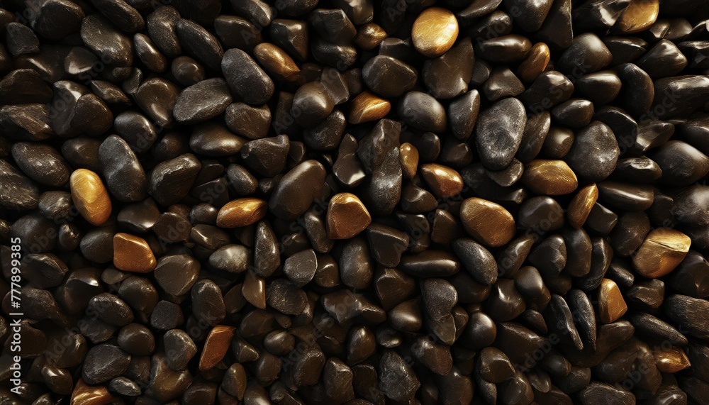 seamless dark black pile of small stone pebbles background texture ...
