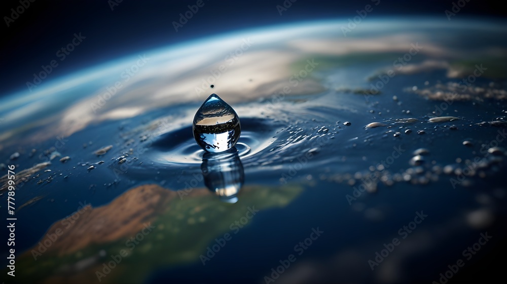 a giant drop of water falling on planet earth, drop, water, drop of ...