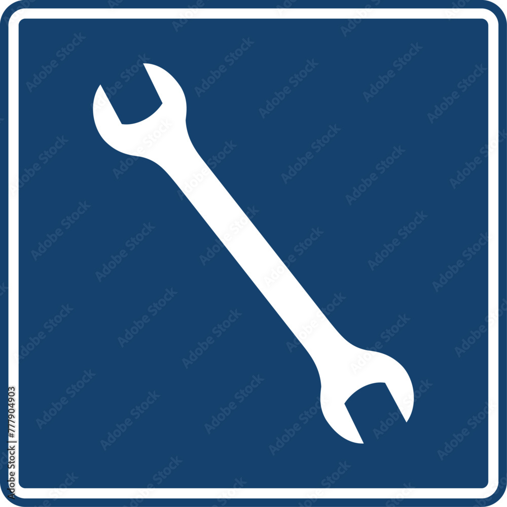 taller, señal color azul, pictograma, informativa, servicios generales ...