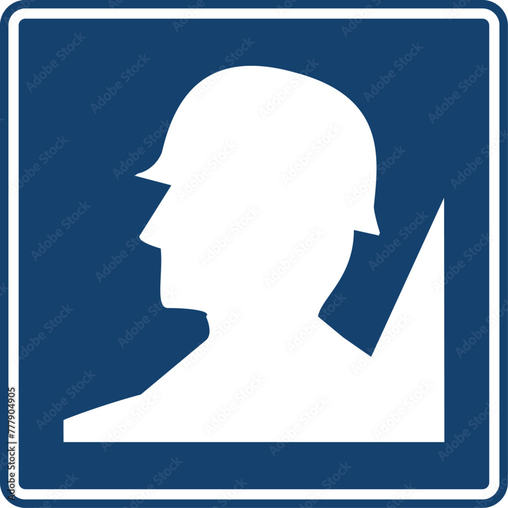 zona militar, señal color azul, pictograma, informativa, servicios ...