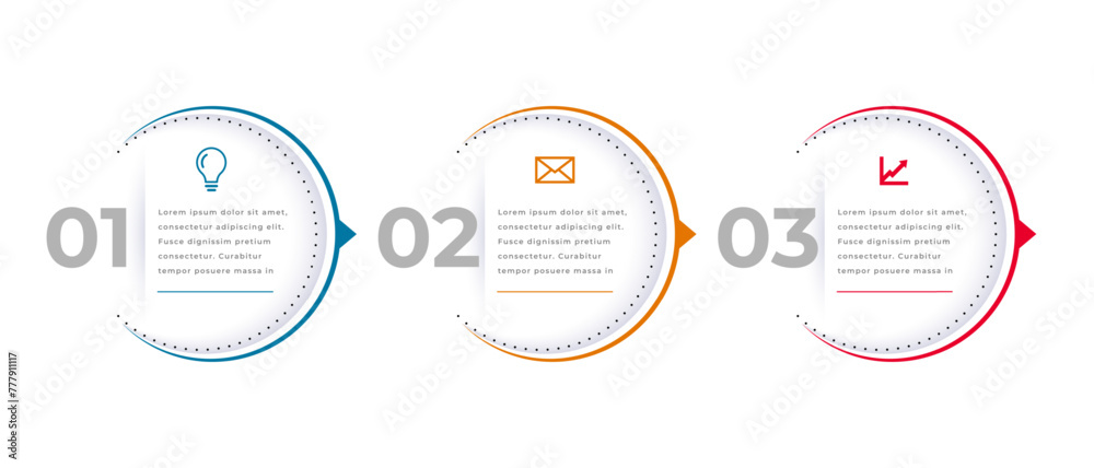 three step infographic workflow chart banner for corporate success ...