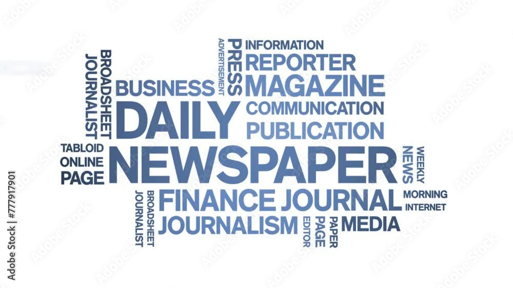 Daily Newspaper animated word cloud;text design animation tag kinetic ...