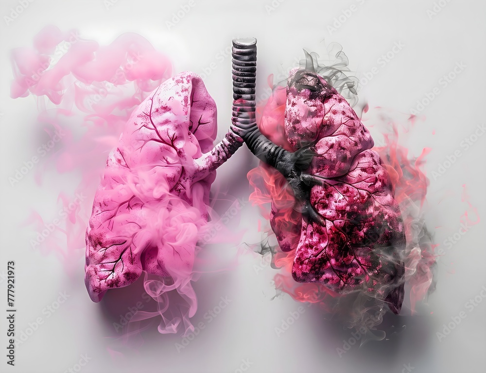 powerful graphic illustrating the stark contrast between healthy pink ...