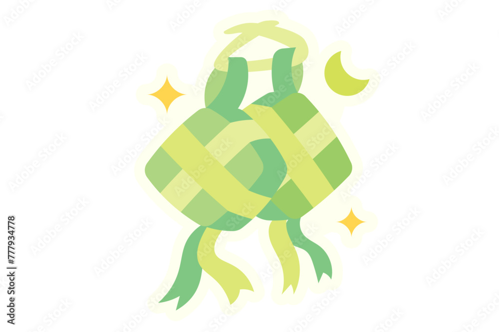 Ketupat sticker illustration. Traditional Indonesian Delicacy for Eid ...