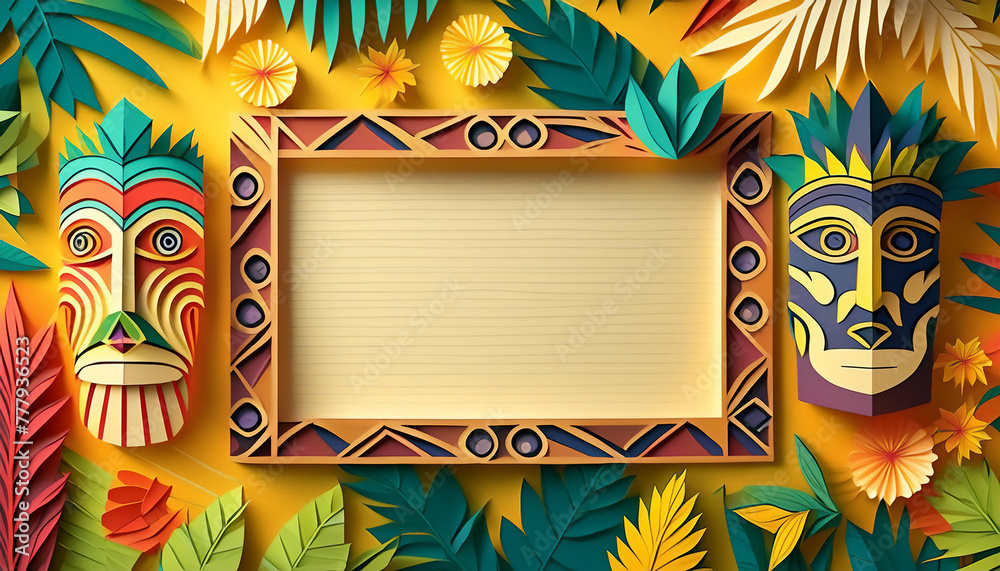 Foto de An expressive and fun tiki sign motif with a blank central sign ...