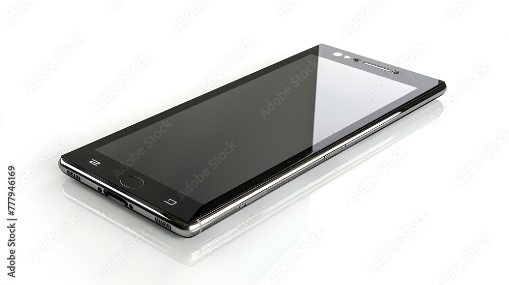 A regular modern day smart phone with a blank screen on an isolated ...