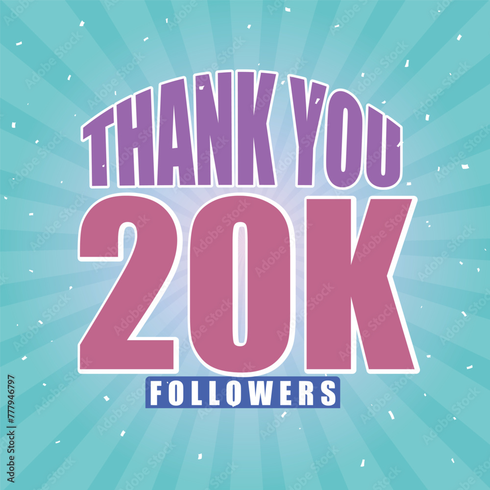 20000 followers thank you, 20k Followers design with pastel colors ...