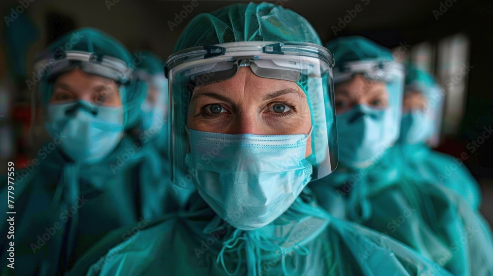 Protective equipment worn by frontline health care workers Stock Photo ...