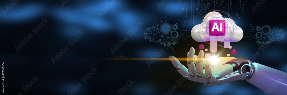 Robot hand showing AI memory, cloud computing, AI is like a body that ...