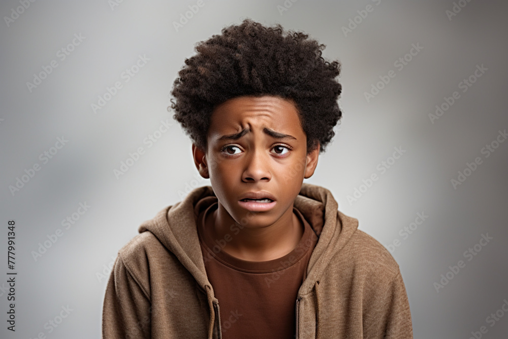 African student upset crying misunderstood stressed sad on studio ...