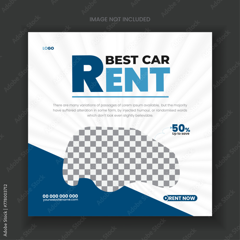 car for rent social media post template, Rent car and car sale banner ...