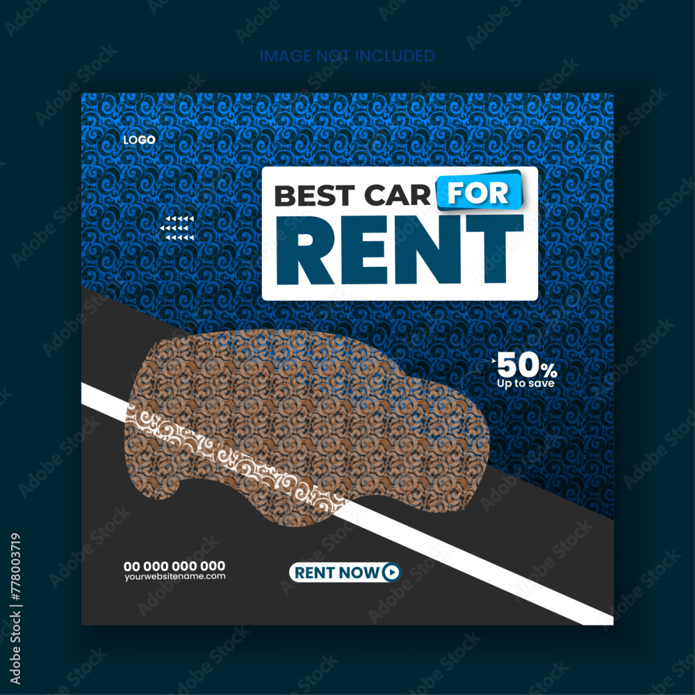 Vetor de car for rent social media post template, Rent car and car sale ...