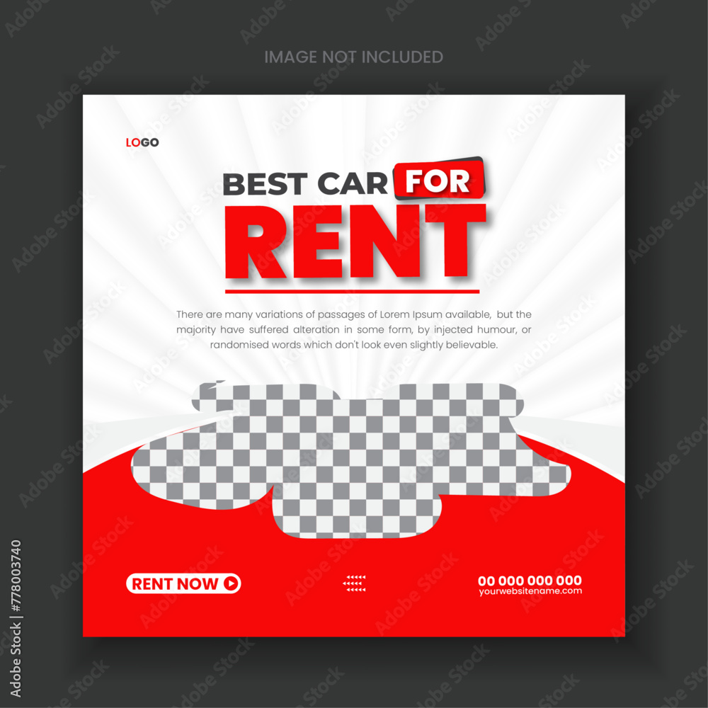 car for rent social media post template, Rent car and car sale banner ...