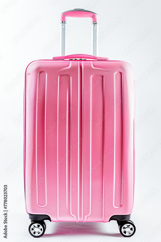 Bright Pink Suitcase With Extendable Handle Ready for Travel Stock ...