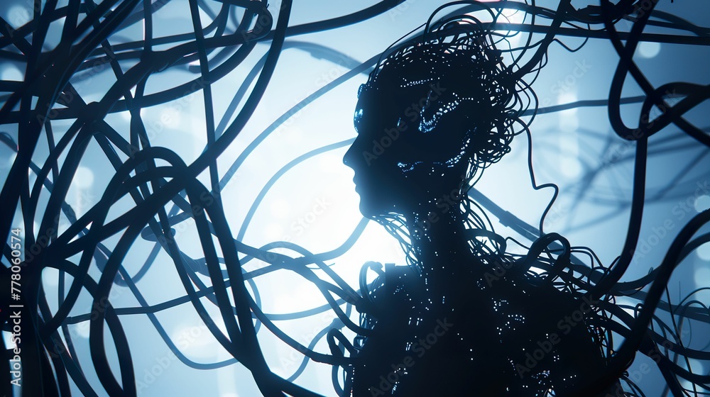 An enigmatic creature intertwined with the wires of virtuality ...
