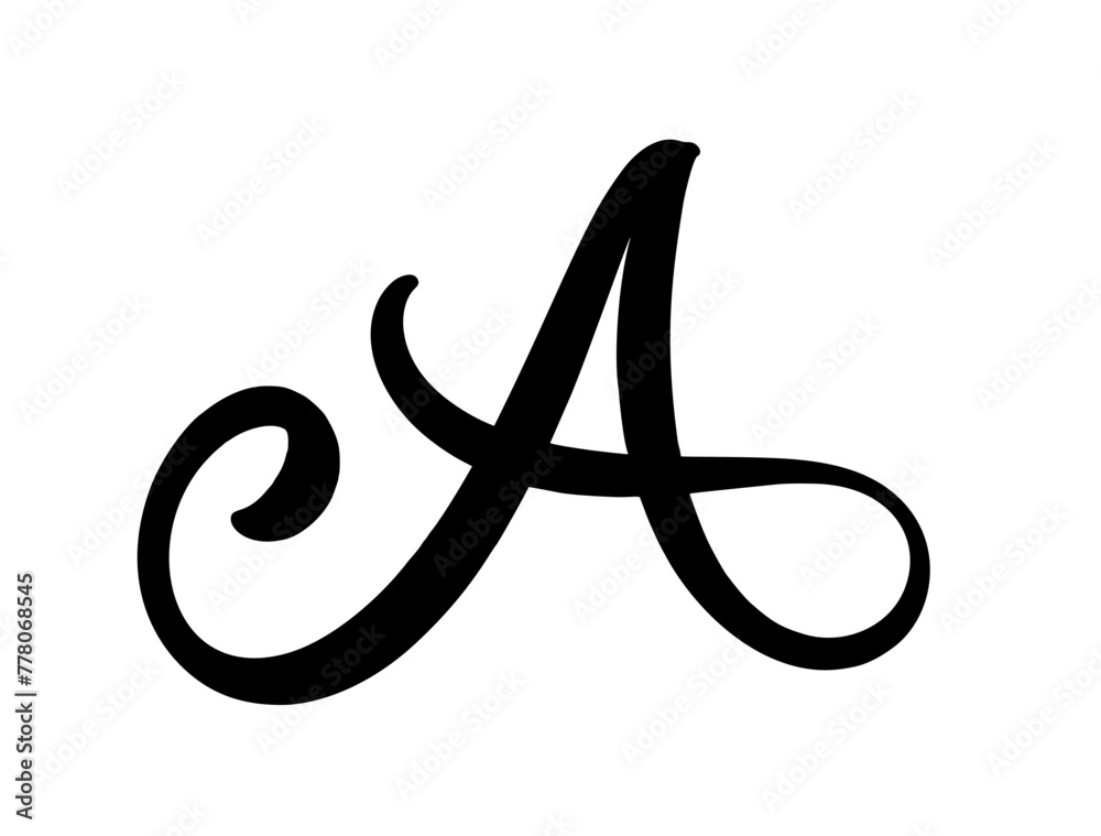 Letter A. Hand drawn calligraphy. Handwritten brush style. Hand ...