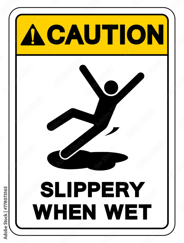 Caution Slippery When Wet Symbol Sign,Vector Illustration, Isolate On ...