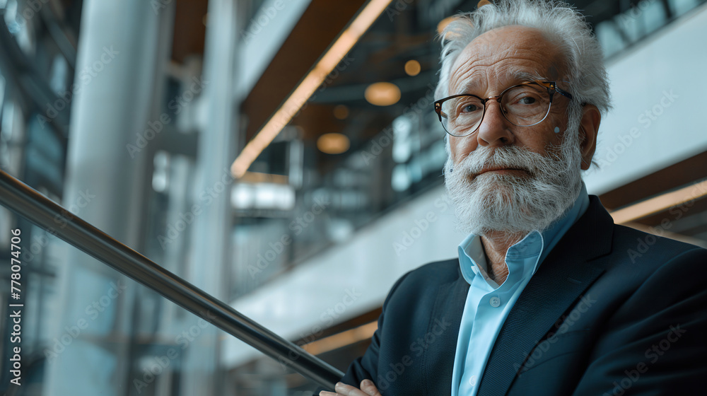 Handsome old age man with business suit looking in the camera. Smart ...