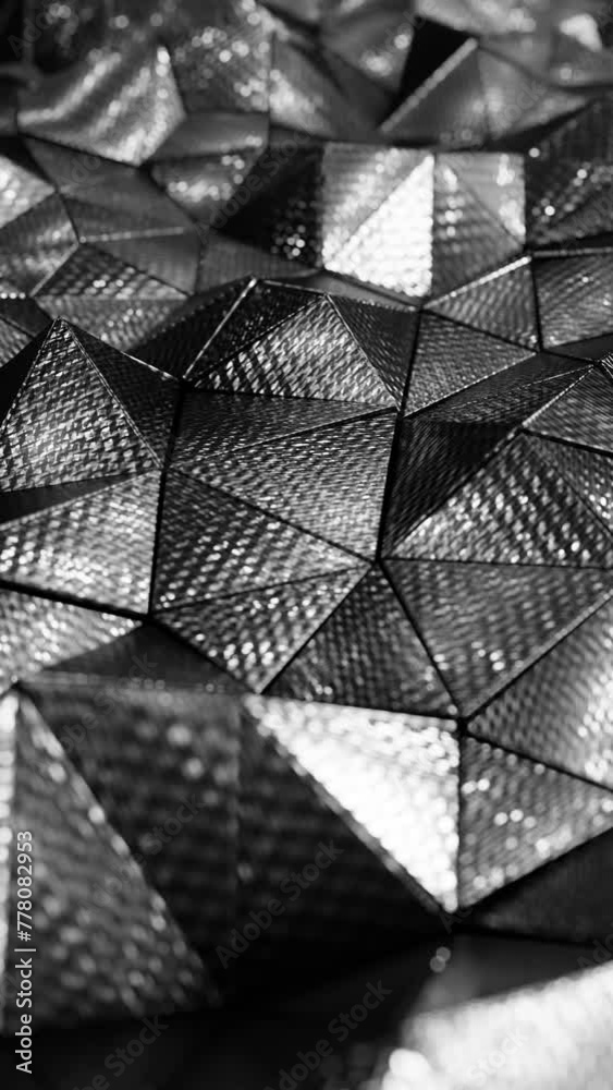 Vertical video. Realistic DOF camera looping abstract 3D animation of ...