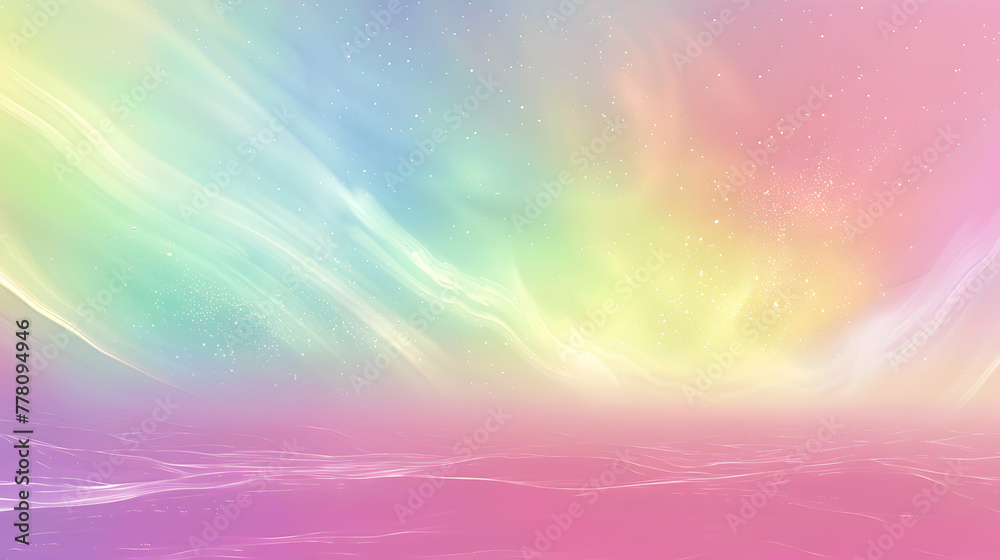 Aurora borealis, with a liquified effect in soft pastel rainbow colors ...