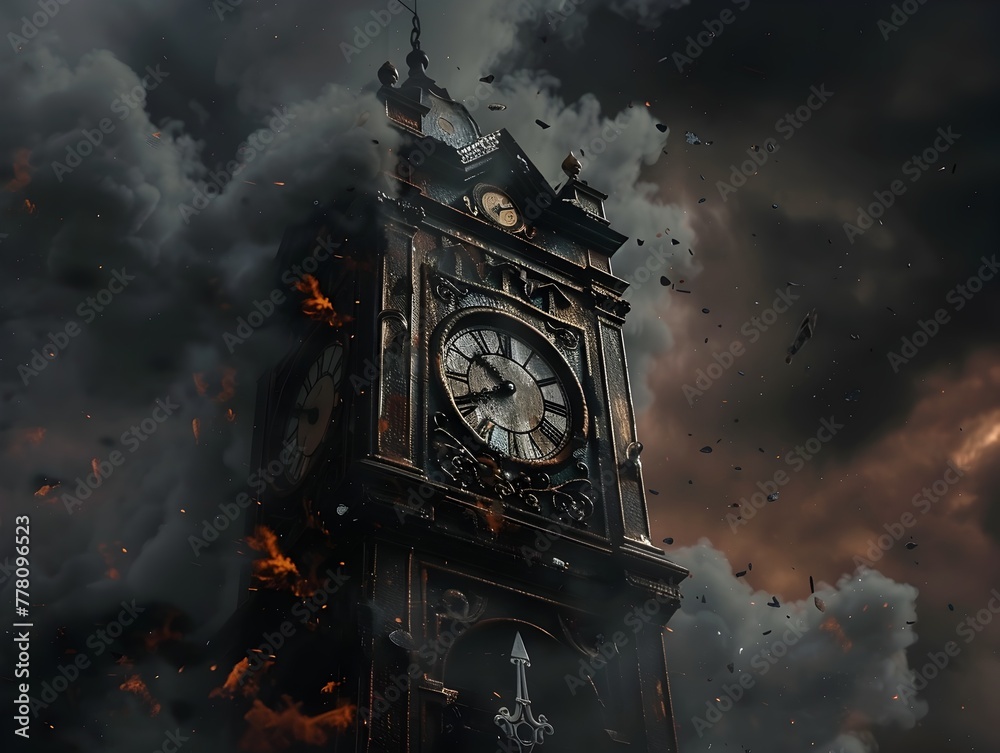 Mechanical Grandfather Clock of Existential Dread Bursting from the ...