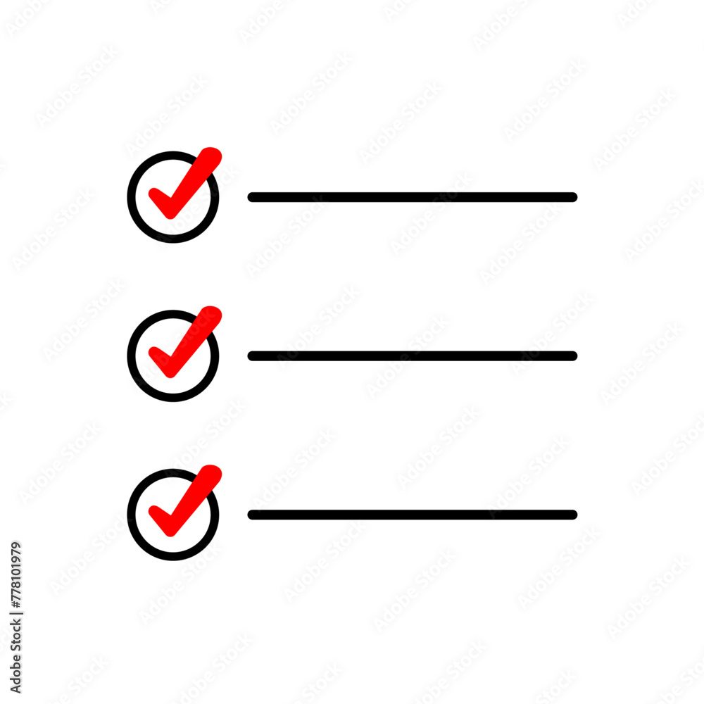 Check mark list task marker element or questionnaire poll survey ...