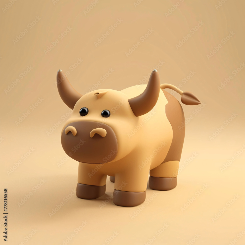 3d rendering of cute cow, 3D design of cartoon snake and cow IP for the ...
