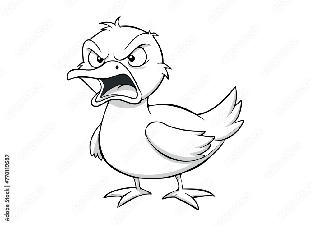 angry duck cartoon illustration, line art Stock Vector | Adobe Stock