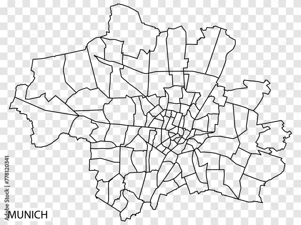 Vetor de High Quality map of Munich is a city The Germany, with borders ...