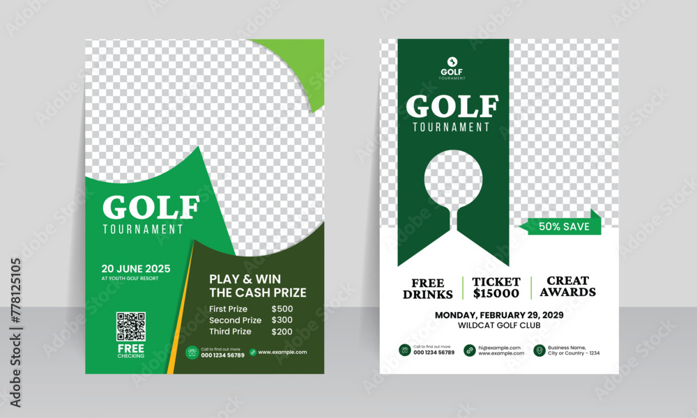 golf tournament championship flyer brochure cover leaflet design ...